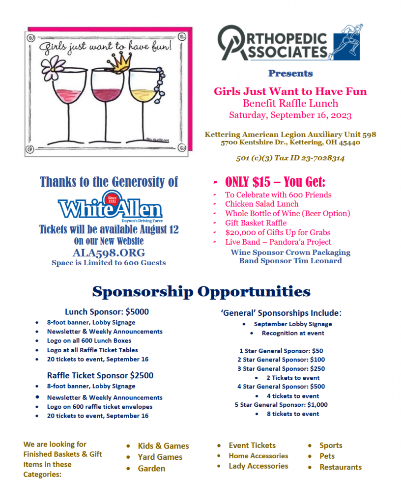 Girls Just Want to Have Fun 2023 - Kettering American Legion Post 598 Auxiliary