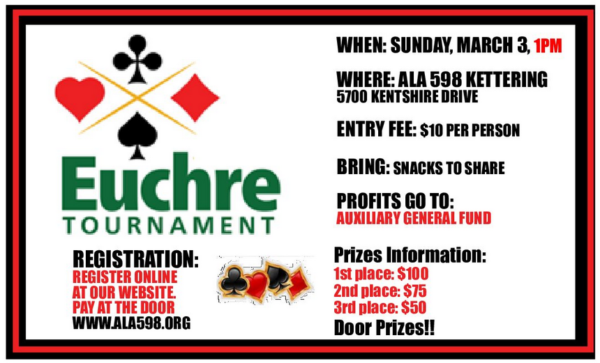 Euchre Tournament 2024 - Kettering American Legion Post 598 Auxiliary